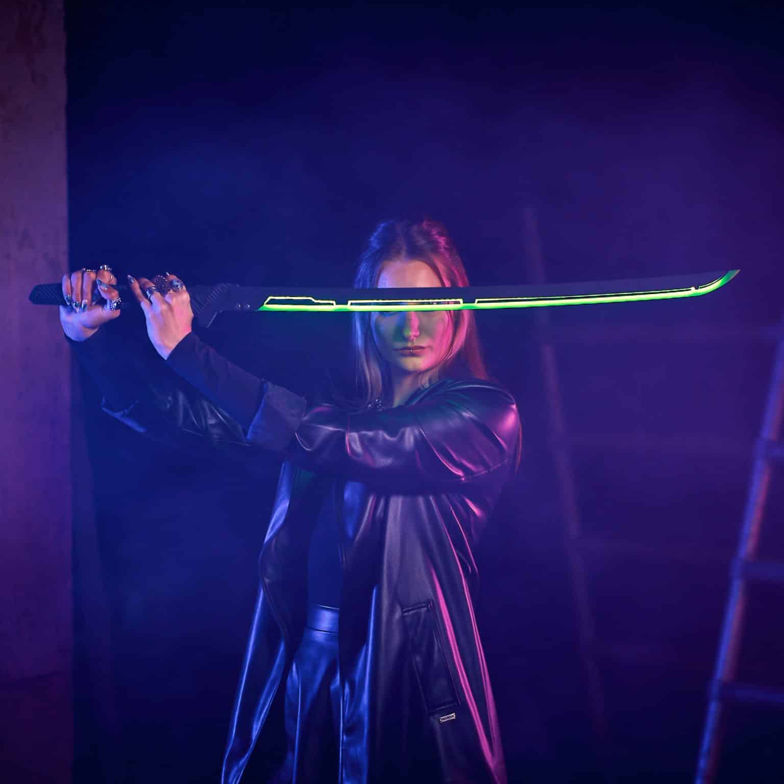 Phantom Green LED Katana - Cyberpunk - Blasters4Masters